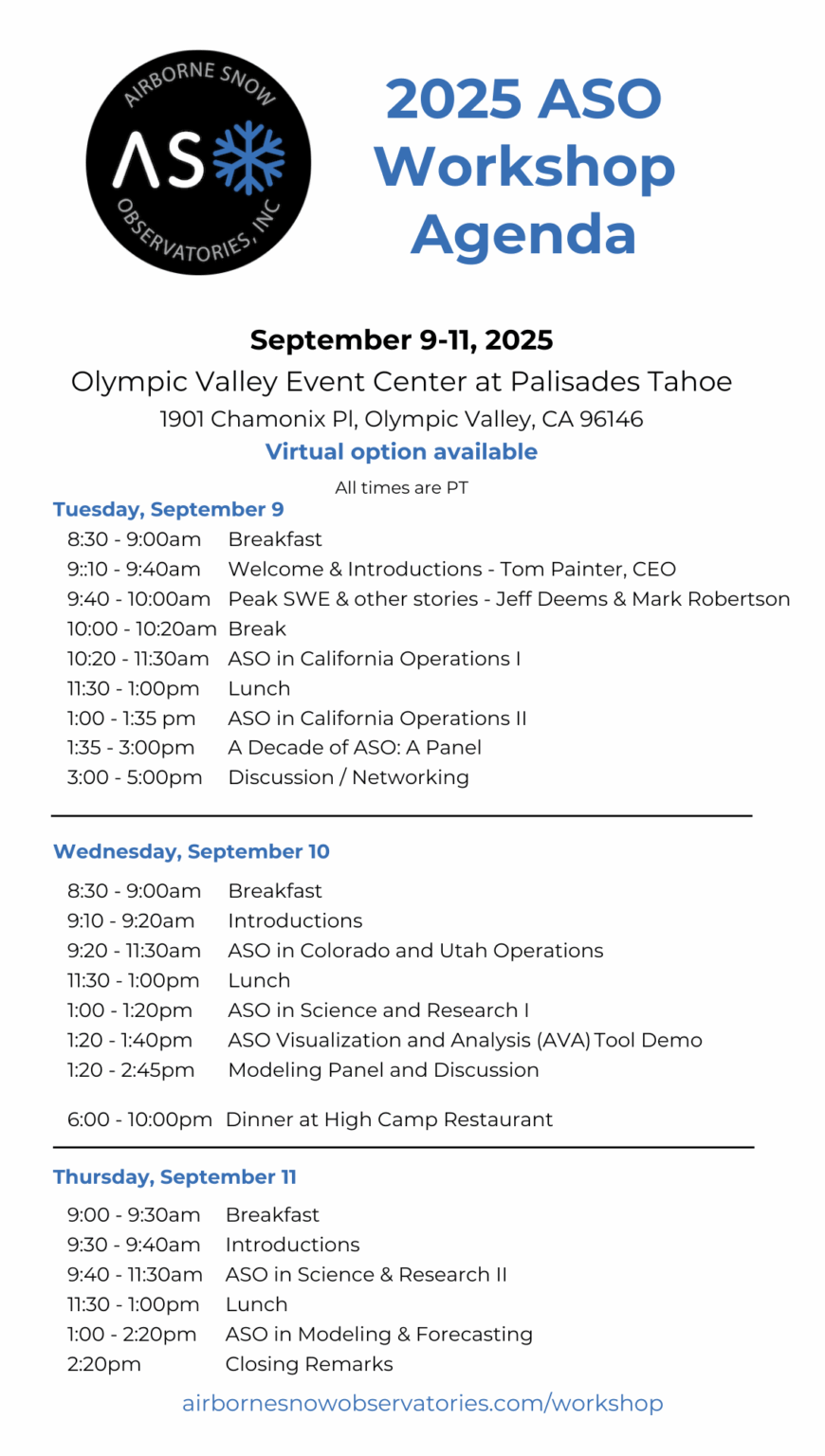2025 ASO Annual Workshop – Airborne Snow Observatories